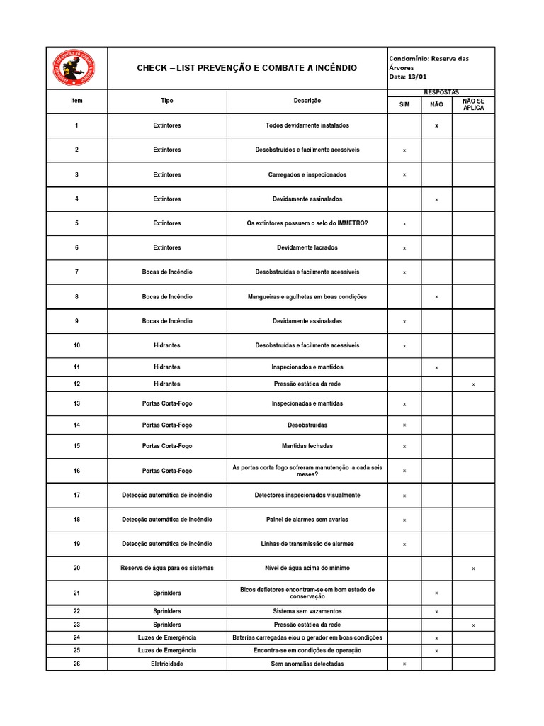 Check List Preventiva - Sistema de Incêndio | PDF | Natureza