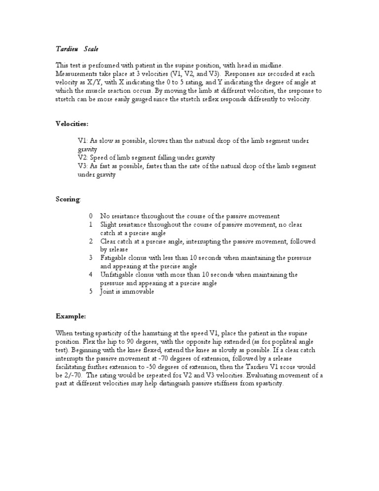 Tardieu Scale | PDF