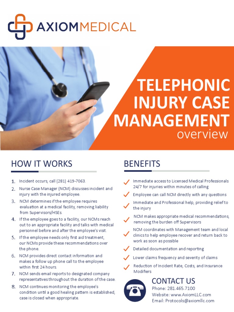 Management Injury Case: Telephonic | PDF | Health Professional | Employment