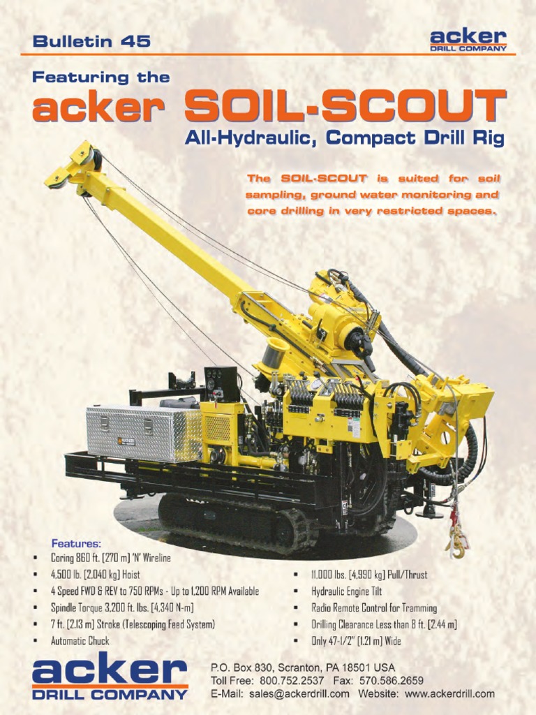 Acker SOIL-SCOUT: All-Hydraulic, Com Pact Drill Rig | PDF | Drill | Gear