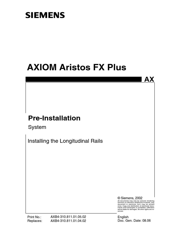 AXIOM Aristos FX Plus: System Installing The Longitudinal Rails | PDF ...