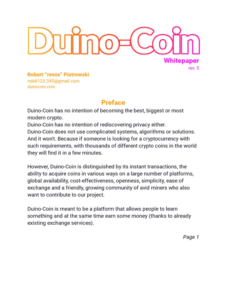 Duino Coin Whitepaper | PDF | Cryptocurrency | Information Technology