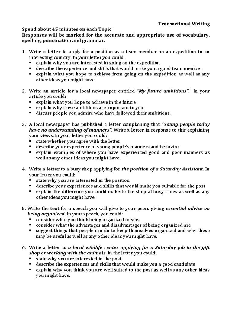 Transactional Writing Topics | PDF | Psychology | Psychological Concepts