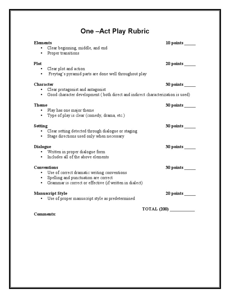 One-Act Play Writing Guide | PDF