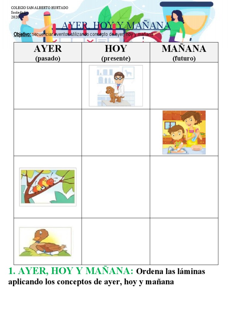 Actividades Ayer, Hoy y Mañana para Niños | PDF