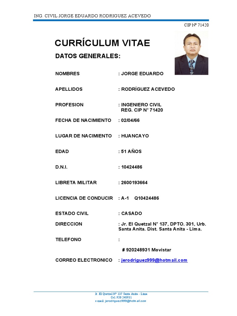 Curriculum JERA | PDF | Perú | Ingeniería