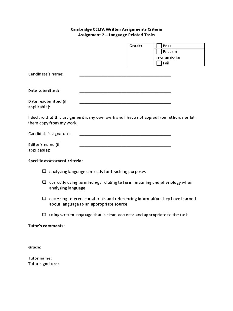 Cambridge CELTA Written Assignments - Assignment 2 Final | PDF | Verb | English Language