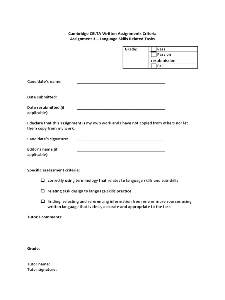 Cambridge CELTA Written Assignments - Assignment 3 Final | PDF
