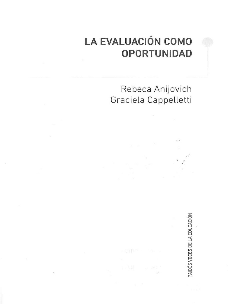 La Evaluacion Como Oportunidad Anijovich y Cappelletti | PDF ...