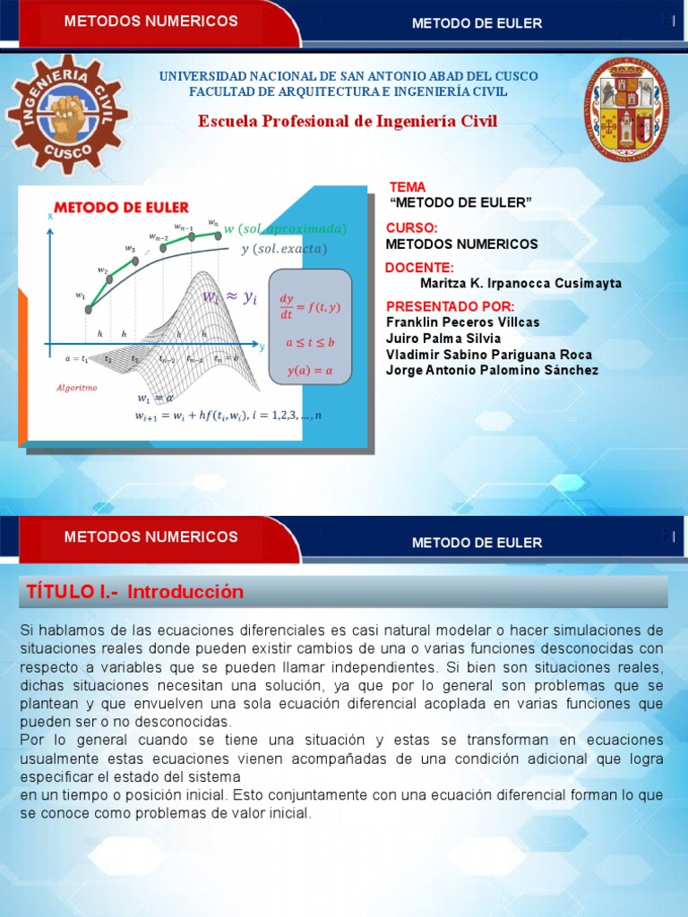 Metodo de Euler | PDF | Análisis numérico | Ecuaciones diferenciales