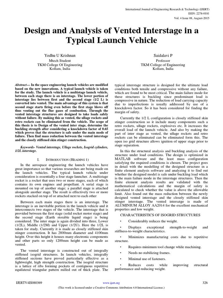 Design and Analysis of Vented Interstage in A Typical Launch Vehicle ...