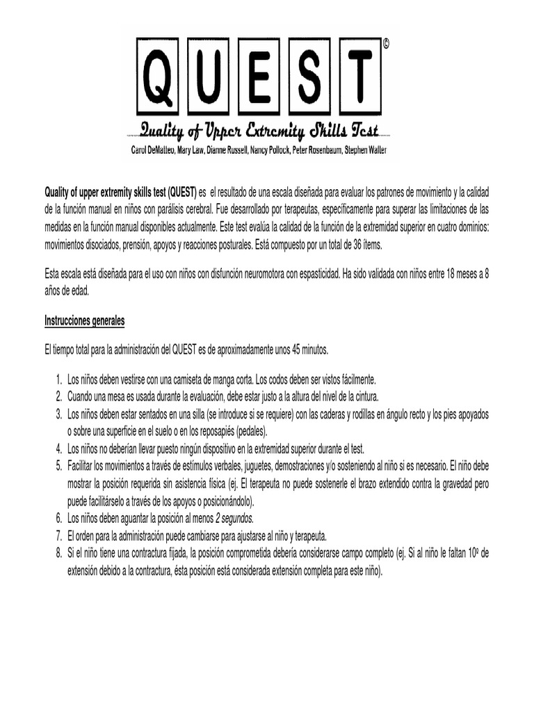 QUEST Escala | PDF | Mano | Codo