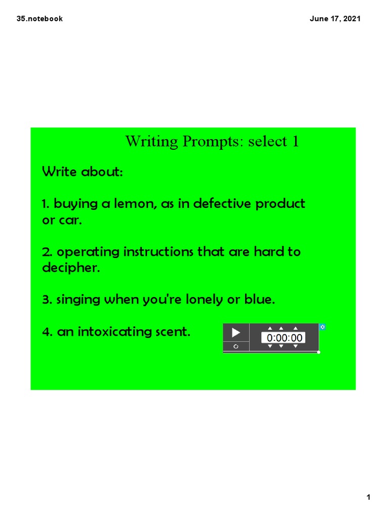 Writing Prompts: Select 1 | PDF