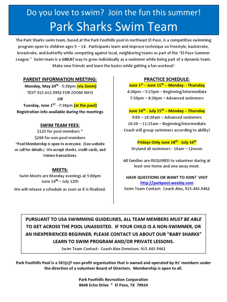 Swim Team Flyer | PDF