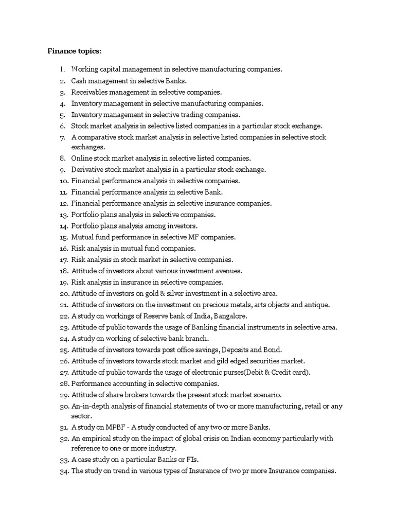 Key Finance Topics Overview | PDF | Investing | Stocks