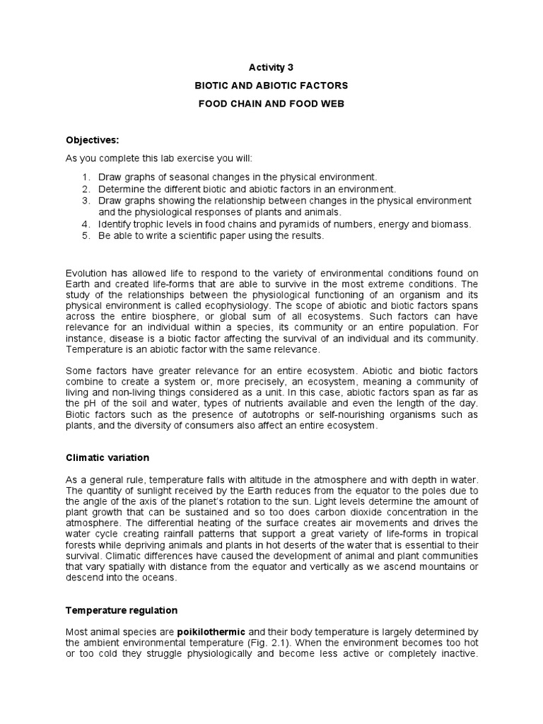Ecophysiology: Biotic and Abiotic Factors | PDF | Food Web | Ecosystem