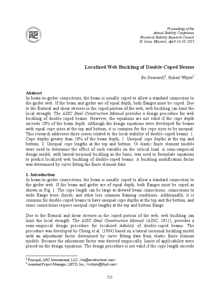 Localized Web Buckling in Coped Beams | PDF | Buckling | Beam (Structure)