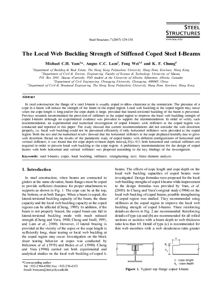 Stiffened Coped I Beam | PDF | Buckling | Beam (Structure)