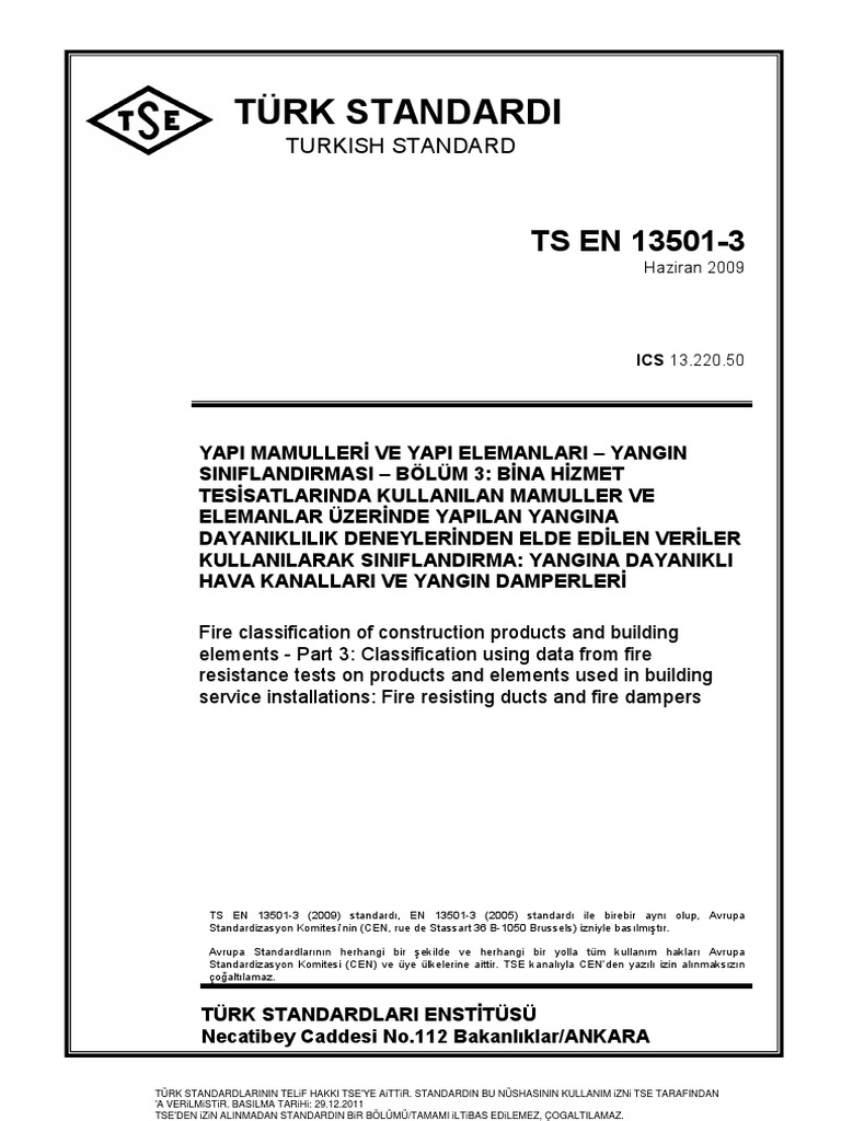 TS en 13501 - 3 (G) - Yangına Tepki | PDF