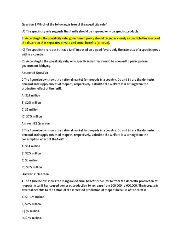 Eco Tutorial Chapter 10 | PDF | Tariff | Protectionism