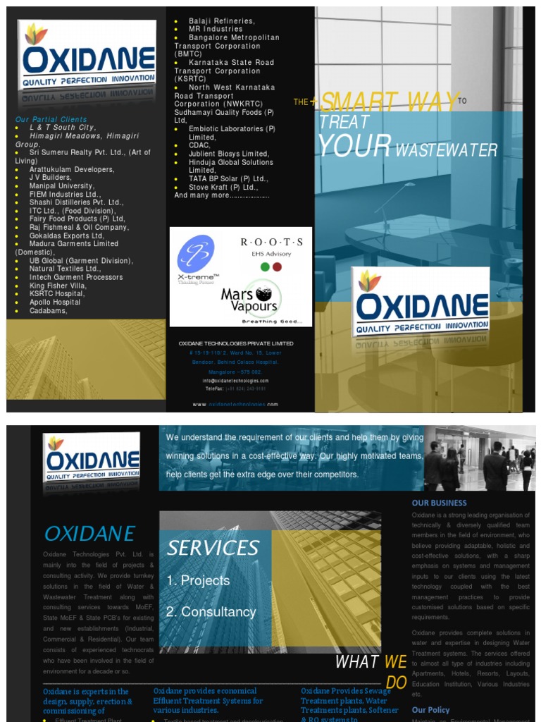 Oxidane Brochure | PDF | Sewage Treatment | Water