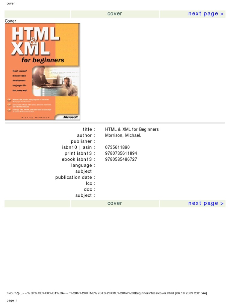 HTML & XML For Beginners | PDF | Xhtml | Html