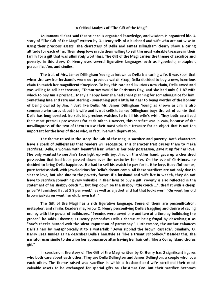 Critical Analysis of The Gift of the Magi | PDF