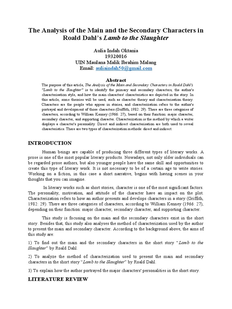 Lamb To The Slaughter Analysis Character | Download Free PDF | Short ...