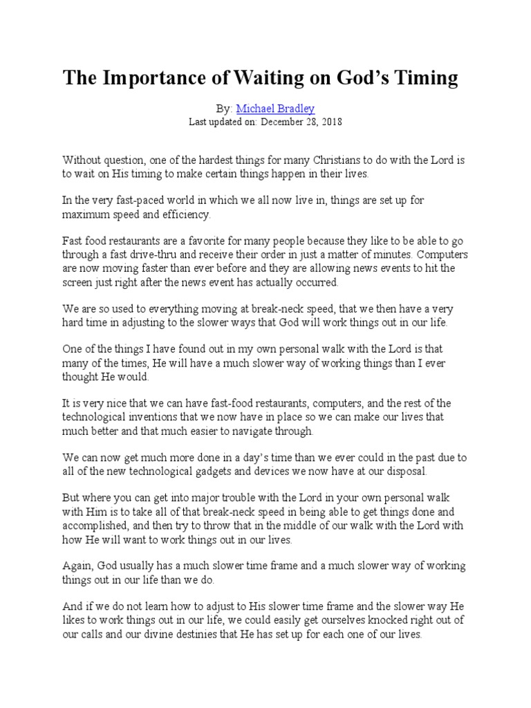 The Importance of Waiting On God | PDF | Patience | Prayer