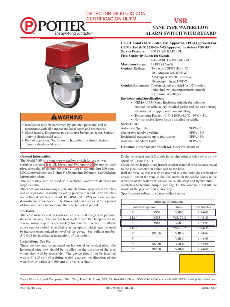 Detector De Flujo Pdf Switch Fire Sprinkler System