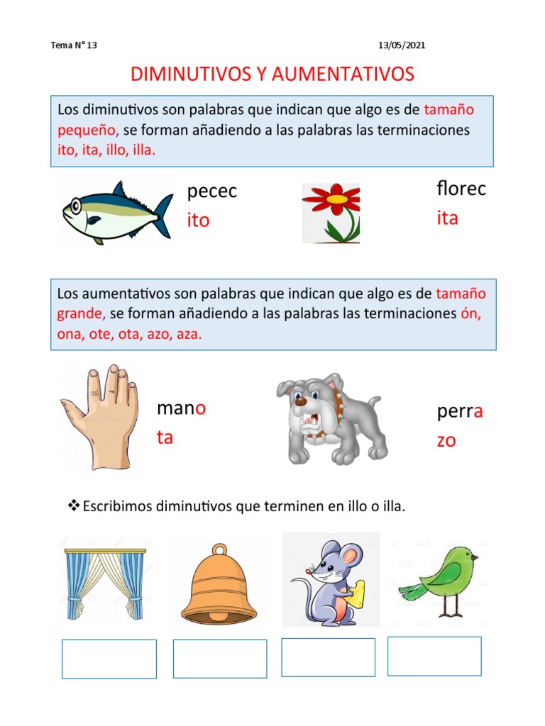 Tema N 13 Diminutivos y Aumentativos | PDF