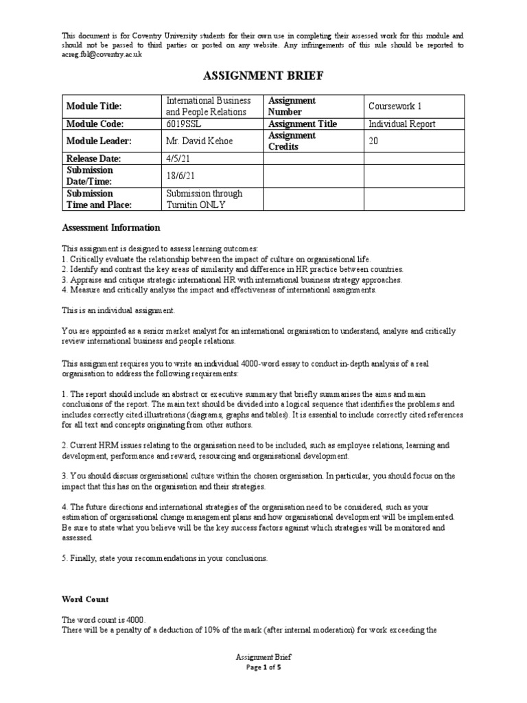 Coursework Brief | PDF | Plagiarism | Critical Thinking