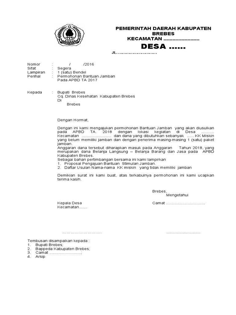 Contoh Pengajuan Jamban | PDF