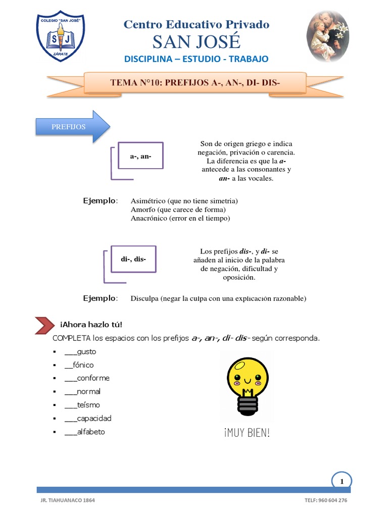 RV 3er Grado - Prefijos A An Di Dis | PDF