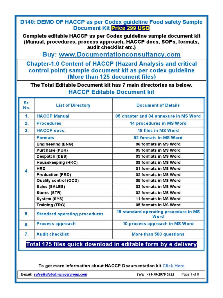 Editable HACCP Document Kit 2022 | PDF | Hazard Analysis And Critical ...