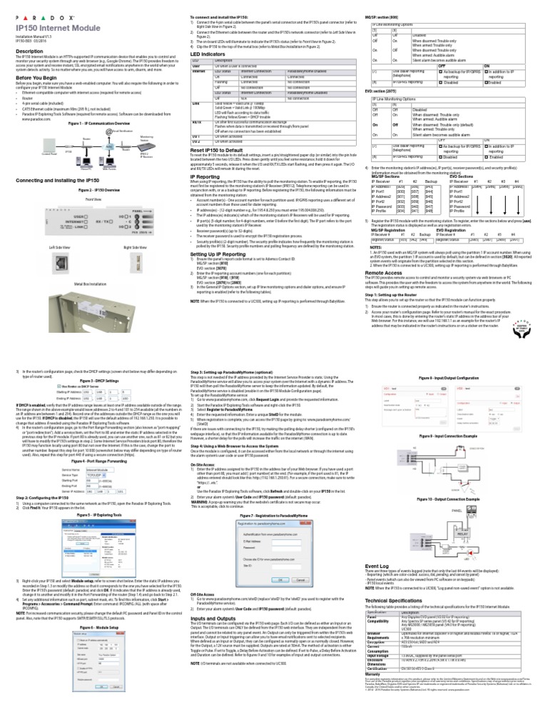 IP150 Internet Module: Description LED Indicators | PDF | Port ...