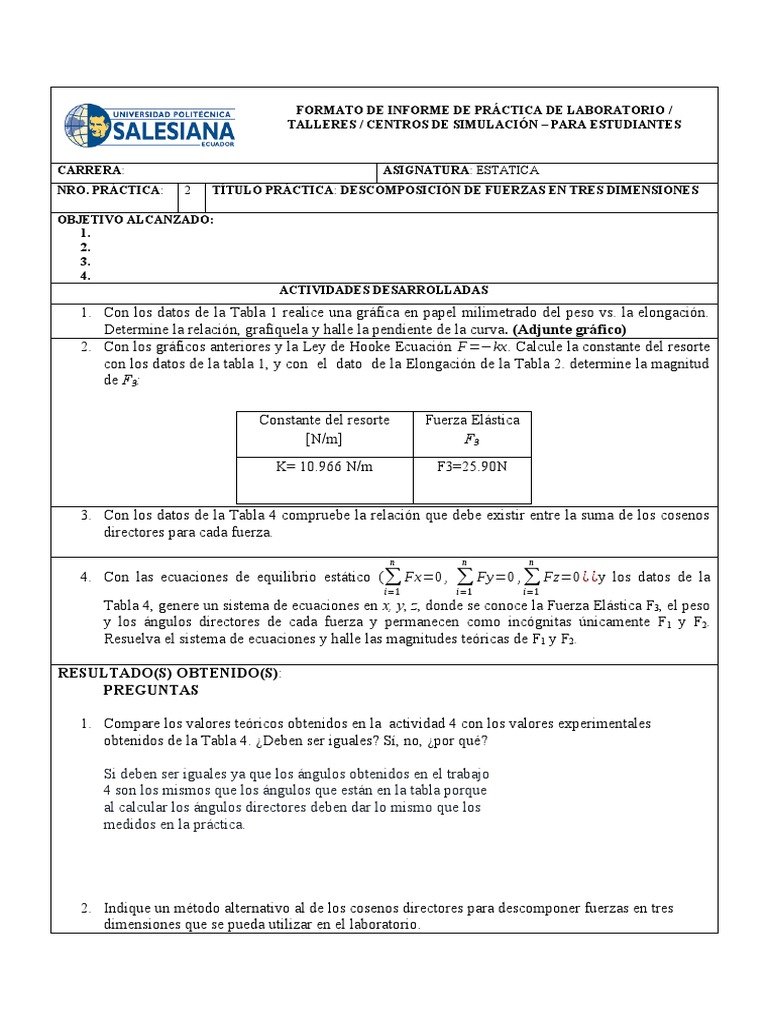 Formato de Informe de Práctica de Laboratorio2 | PDF | Fuerza | Triángulo Formato de Informe de Práctica de Laboratorio2 | PDF | Fuerza | Triángulo