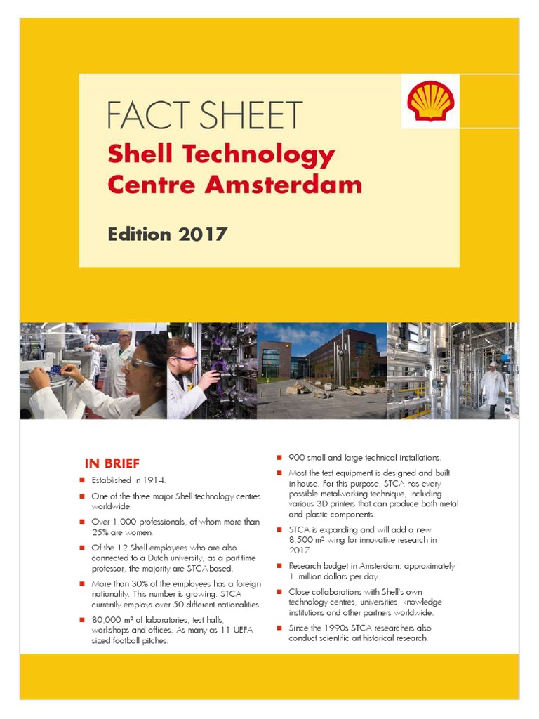 Shell Technology Centre Amsterdam Fact Sheet 2017 | PDF | Royal Dutch ...