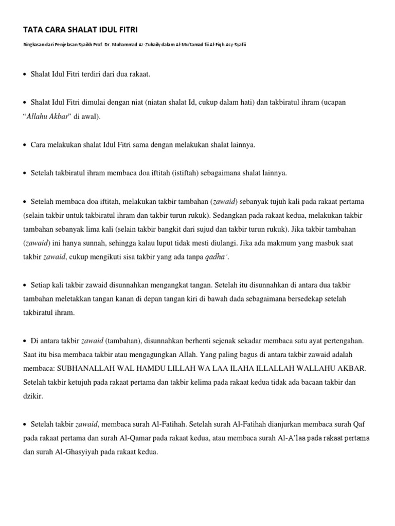 Tata Cara Sholat Ied | PDF Tata Cara Sholat Ied | PDF