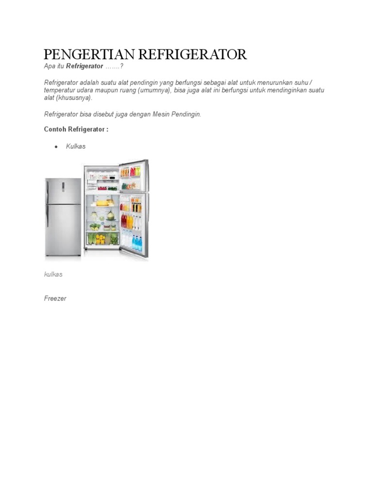 PENGERTIAN REFRIGERATor | PDF
