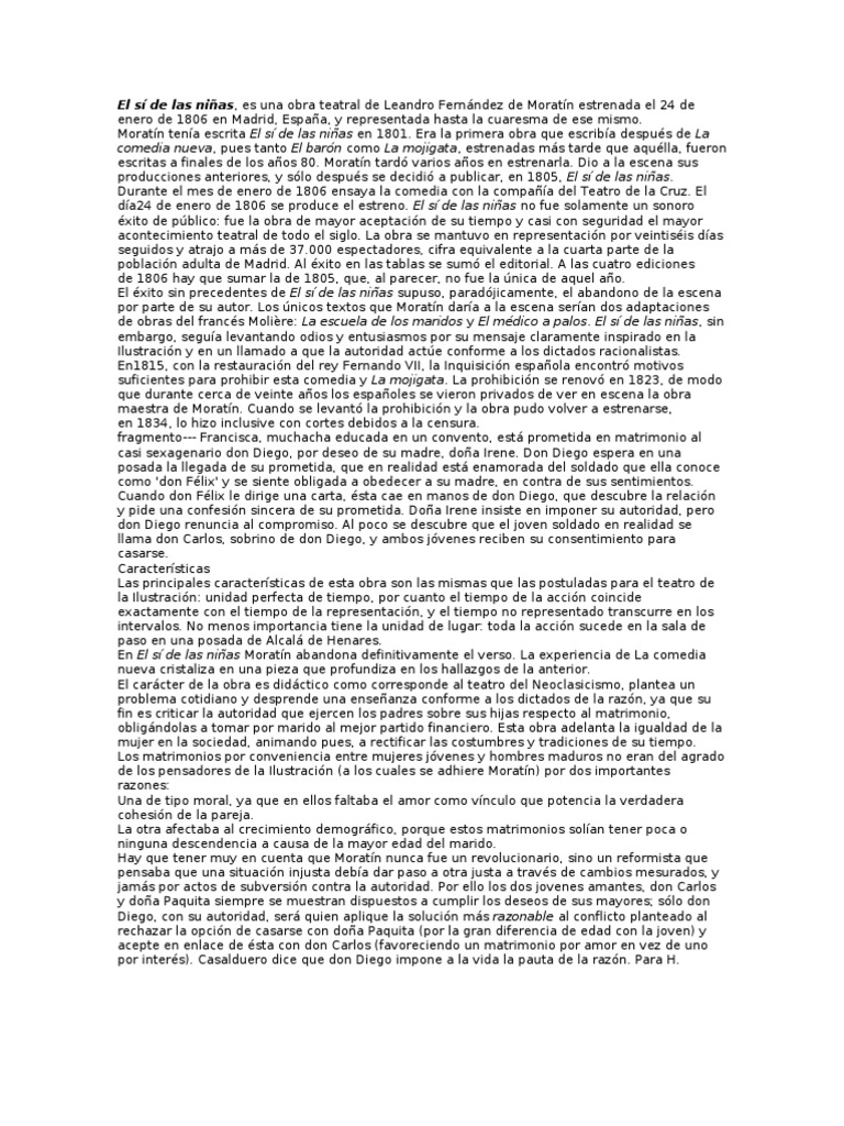 El Sí de Las Niñas | PDF