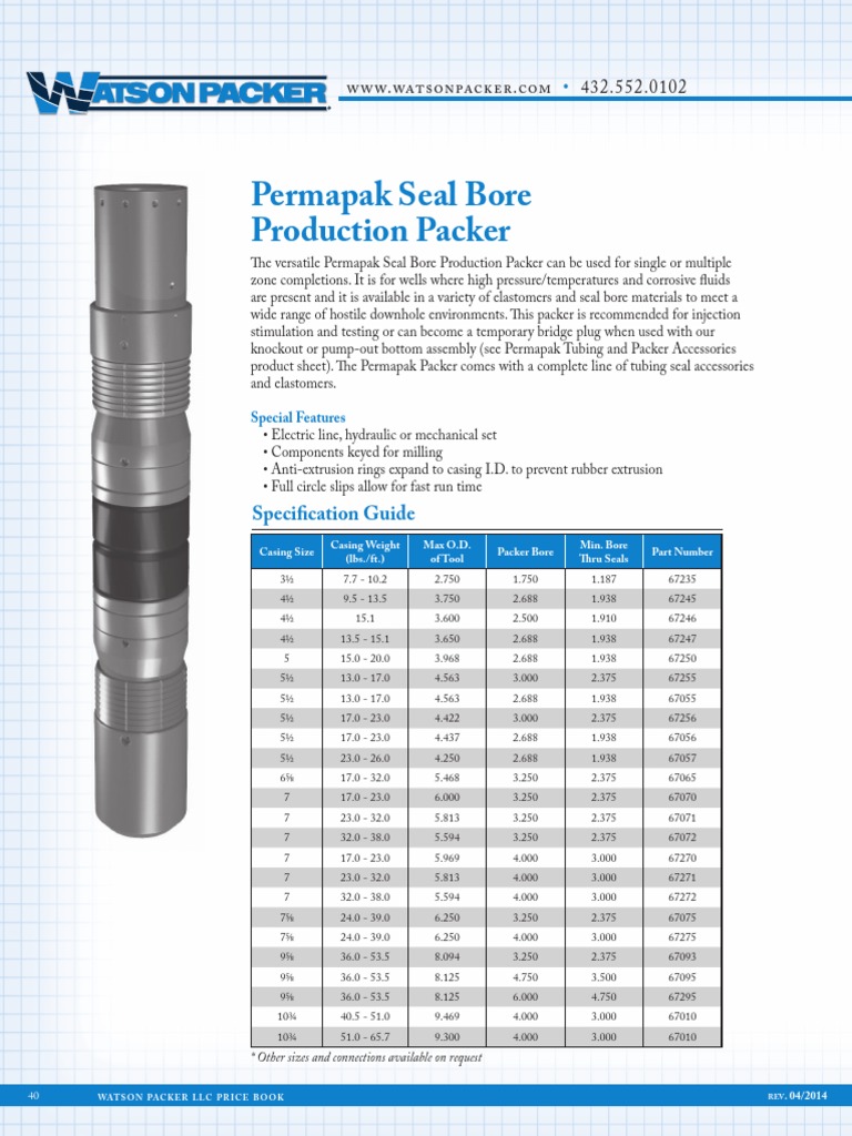 Permapak Seal Bore Production Packer | PDF | Industries | Building ...