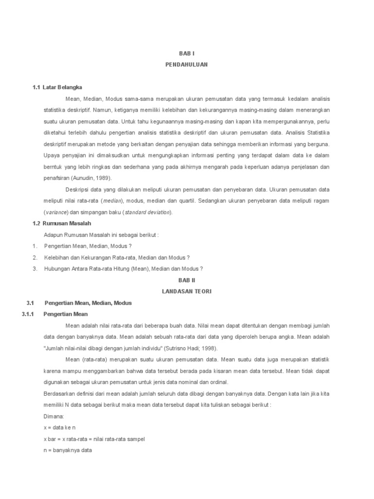 Pengertian Nilai Rata-Rata (MEAN) | PDF