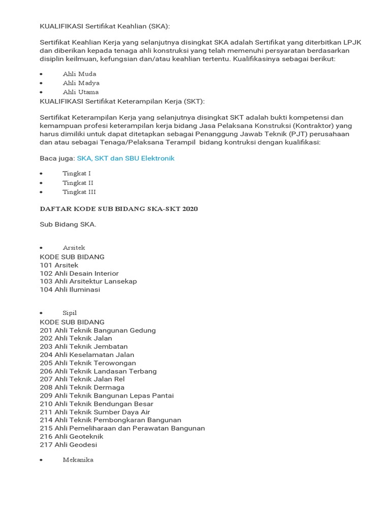 Daftar SKA & SKT | PDF | Griya & Taman