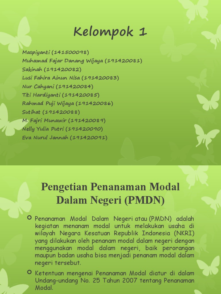 Kelompok 1 Penanaman Modal Dalam Negeri Dan Penanaman Modal Asing | PDF