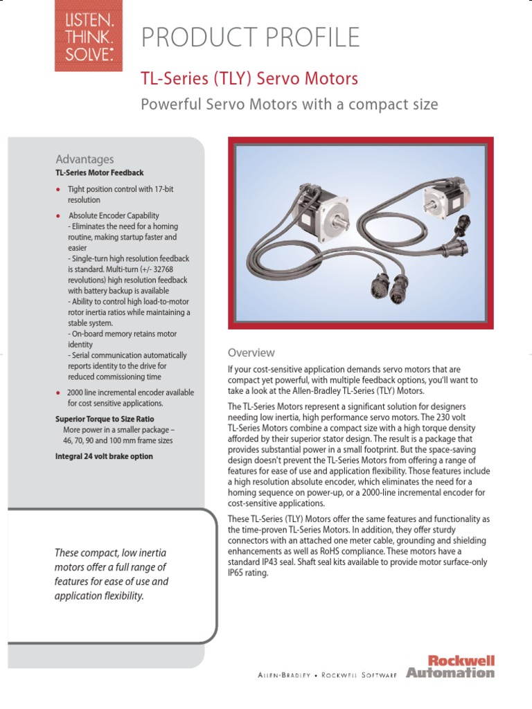 Product Profile: TL-Series (TLY) Servo Motors | PDF | Electric Motor ...