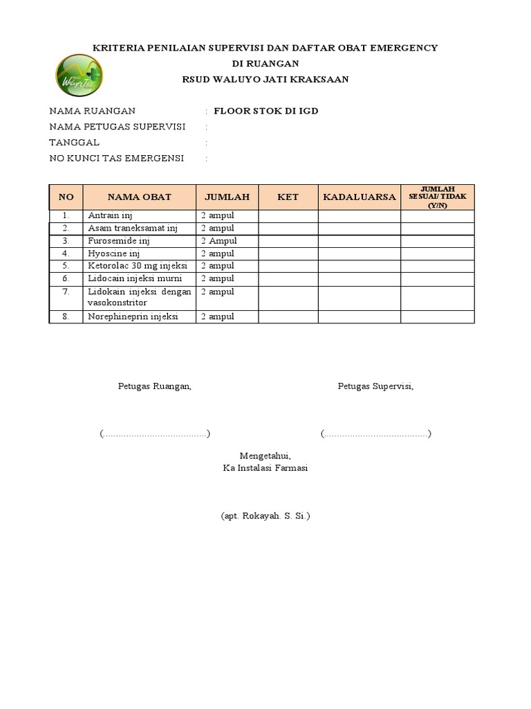 DAFTAR OBAT EMERGENCY 2021 BARU 19 ME1 Baru | PDF