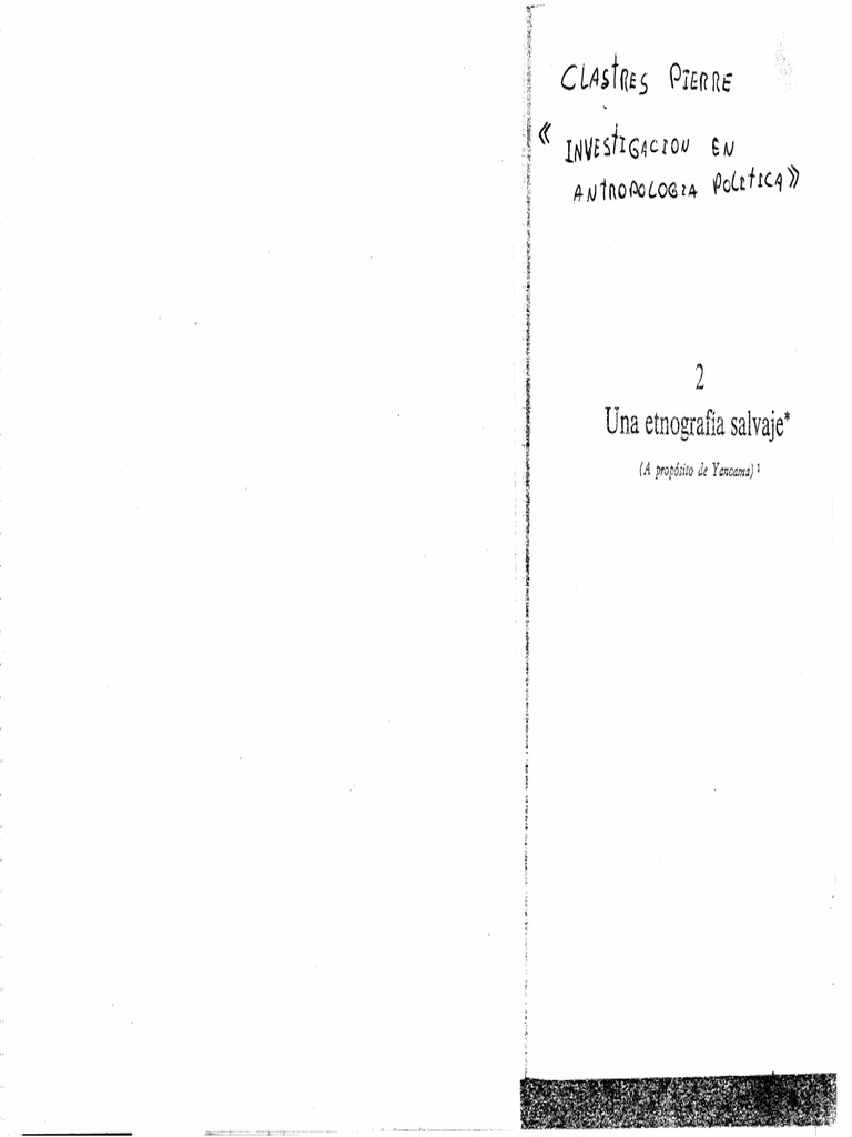 Pierre Clastres - Investigaciones en Antropología Política | PDF