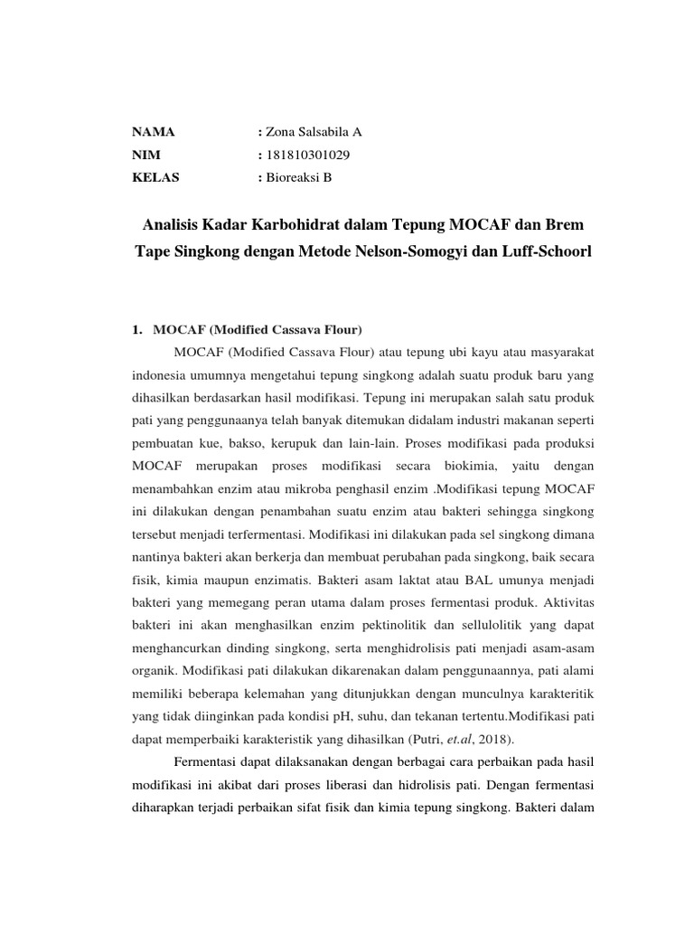 Metode Analisis KH Mocaf Dan Brem - Zona Salsabila - 18 - 1029 | PDF