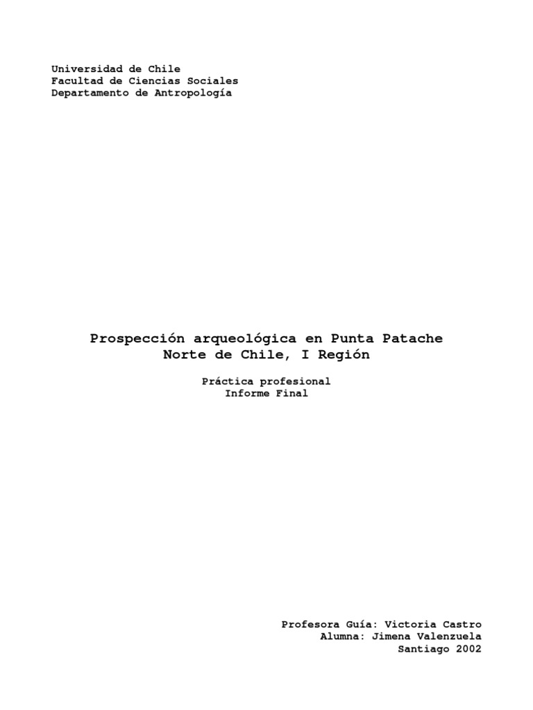 Prospección Arqueológica en Punta Patache Norte de Chile, I Región ...